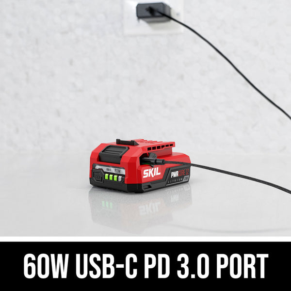 PWR CORE 12™ 2.0Ah 12V USB-C Battery and Charger Starter Kit | SKIL ...